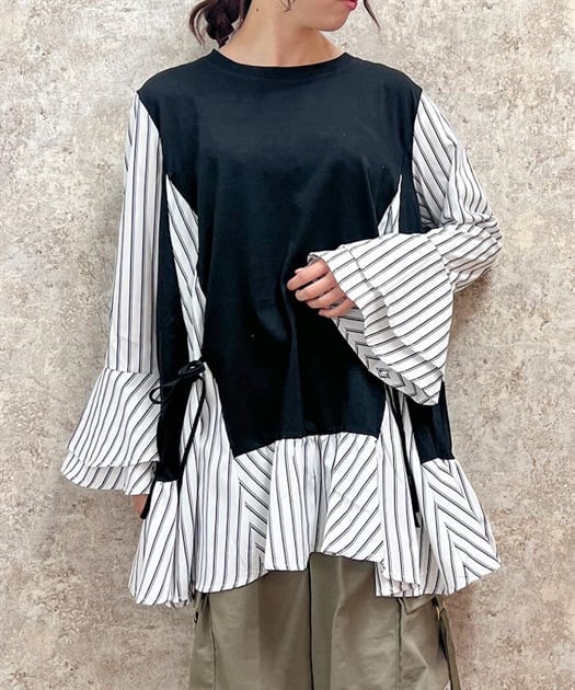 ストライプ切替チュニック | レディース服・レディース ストライプ切替チュニック | レディース服・レディース