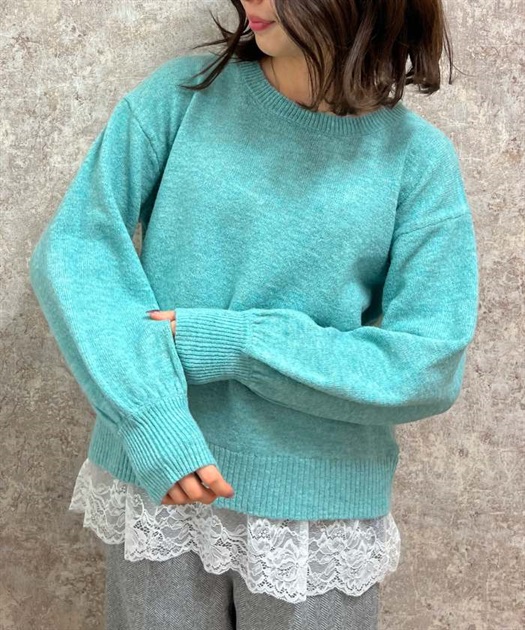 裾レースふわふわニットプルオーバー | outlet | axes femme 裾レースふわふわニットプルオーバー | outlet | axes femme