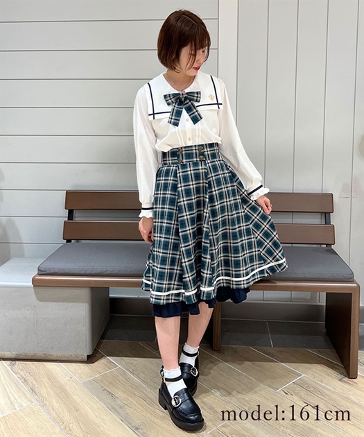チェック連ボタンスカート | outlet | axes femme online shop チェック連ボタンスカート | outlet | axes femme online shop