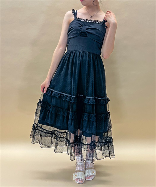 リボンデザインチュールワンピース【10%OFF対象商品 リボンデザインチュールワンピース【10%OFF対象商品