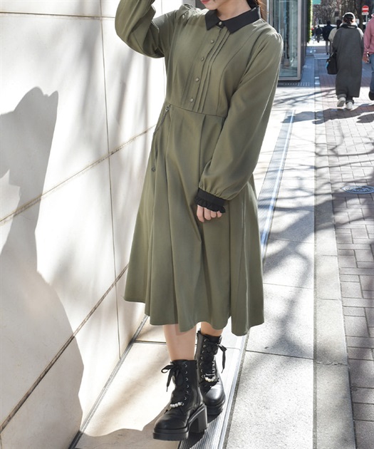 チェーン付きバイカラーワンピース | レディース服・レディース チェーン付きバイカラーワンピース | レディース服・レディース