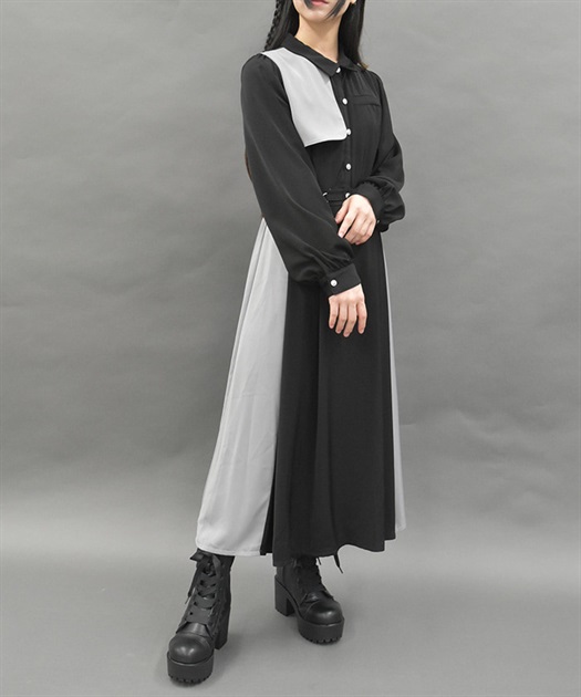 チェーン付バイカラーワンピース | POETIQUE | axes femme チェーン付バイカラーワンピース | POETIQUE | axes femme