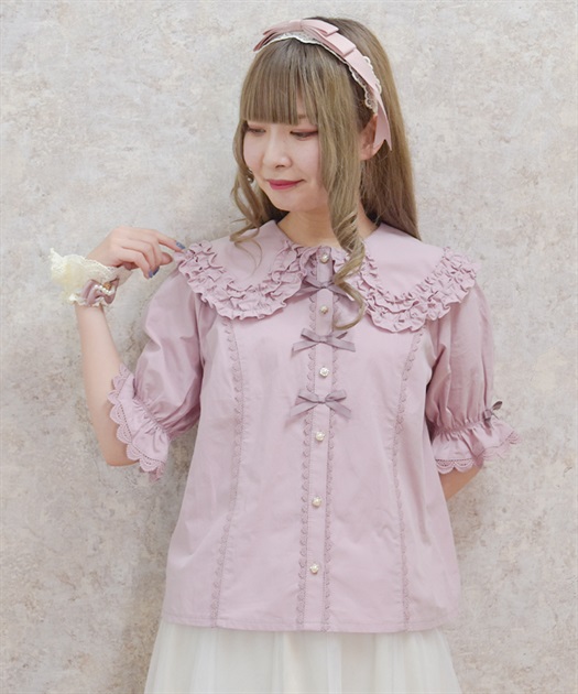 半袖丸襟コットンブラウス【Web限定商品】【期間限定販売 半袖丸襟コットンブラウス【Web限定商品】【期間限定販売