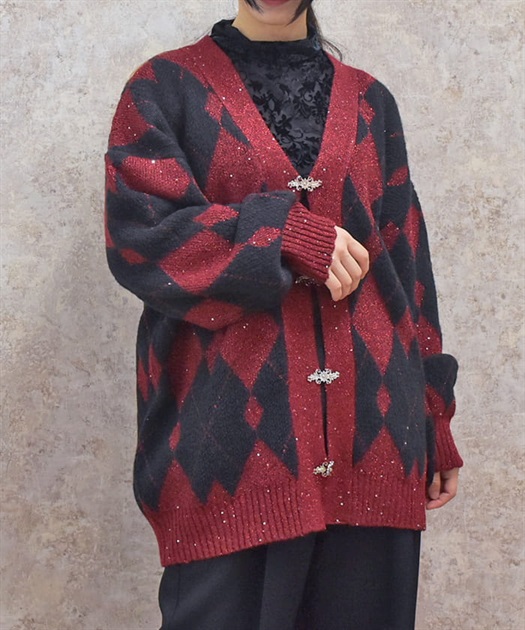 ラメジャカードニットカーディガン | outlet | axes femme ラメジャカードニットカーディガン | outlet | axes femme