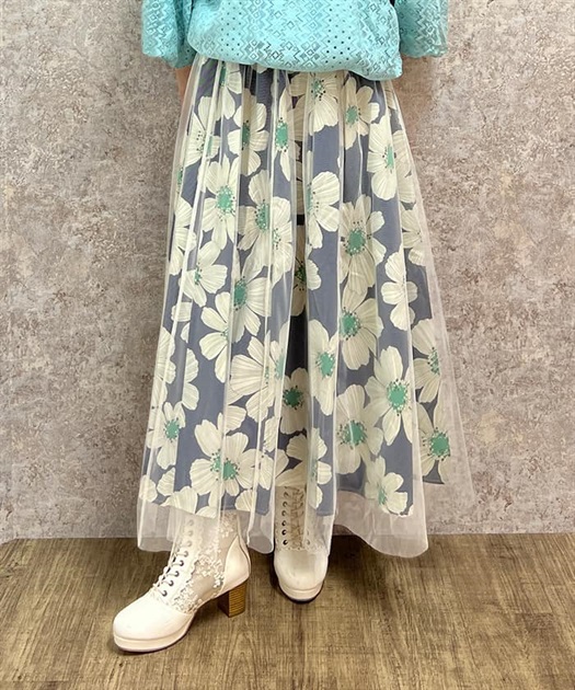 チュール重ね花柄スカート | レディース服・レディース チュール重ね花柄スカート | レディース服・レディース