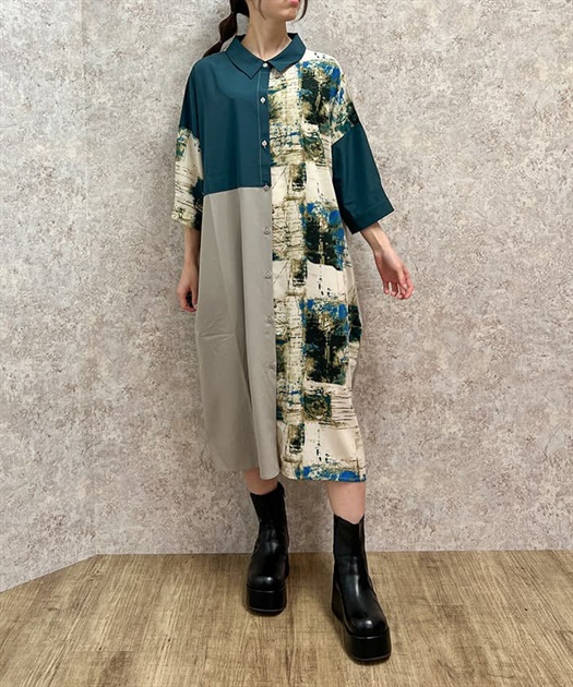 パッチワークシャツワンピース | レディース服・レディース パッチワークシャツワンピース | レディース服・レディース