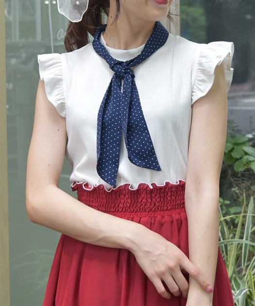 スカーフ付ノースリプルオーバー | outlet | axes femme online shop スカーフ付ノースリプルオーバー | outlet | axes femme online shop