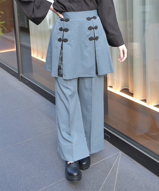 チャイナ釦付きレイヤードパンツ | レディース服・レディース チャイナ釦付きレイヤードパンツ | レディース服・レディース