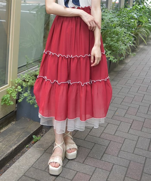フリルメロー楊柳シフォンスカート | outlet | axes femme フリルメロー楊柳シフォンスカート | outlet | axes femme
