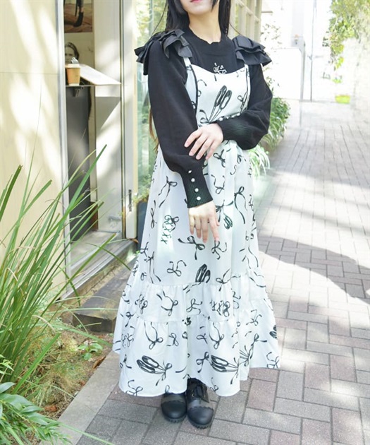 トゥシューズ柄リボン付ワンピース | レディース服・レディース トゥシューズ柄リボン付ワンピース | レディース服・レディース