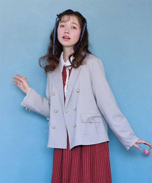 スカラップ刺繍ダブルジャケット【期間限定価格】 | axes femme スカラップ刺繍ダブルジャケット【期間限定価格】 | axes femme