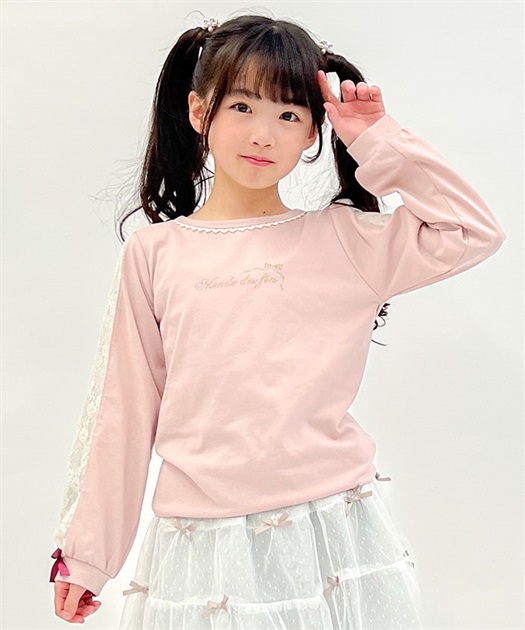 kidsリボン×レース袖ラメ刺繍T | outlet | axes femme online shop kidsリボン×レース袖ラメ刺繍T | outlet | axes femme online shop