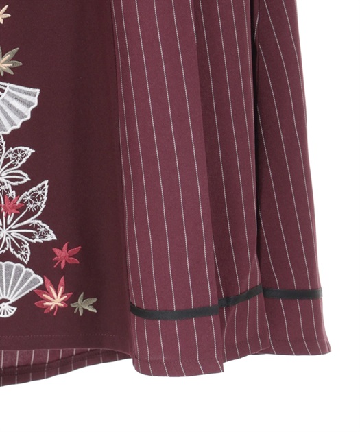 扇子×紅葉刺繍ジップスカート【期間限定価格】 | レディース服 扇子×紅葉刺繍ジップスカート【期間限定価格】 | レディース服