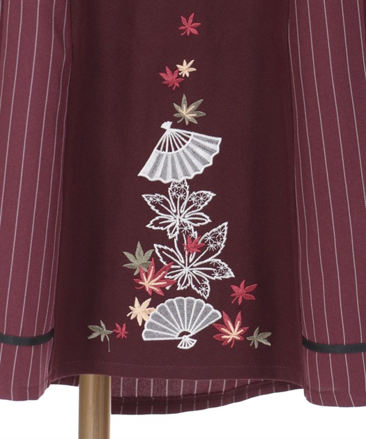 扇子×紅葉刺繍ジップスカート【期間限定価格】 | レディース服 扇子×紅葉刺繍ジップスカート【期間限定価格】 | レディース服