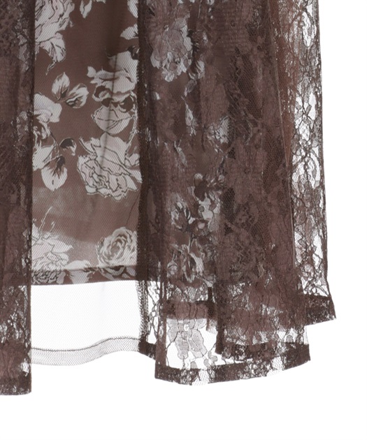 薔薇柄チュール×レース重ねスカート | outlet | axes femme 薔薇柄チュール×レース重ねスカート | outlet | axes femme