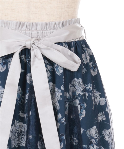 薔薇柄チュール×レース重ねスカート | レディース服・レディース 薔薇柄チュール×レース重ねスカート | レディース服・レディース