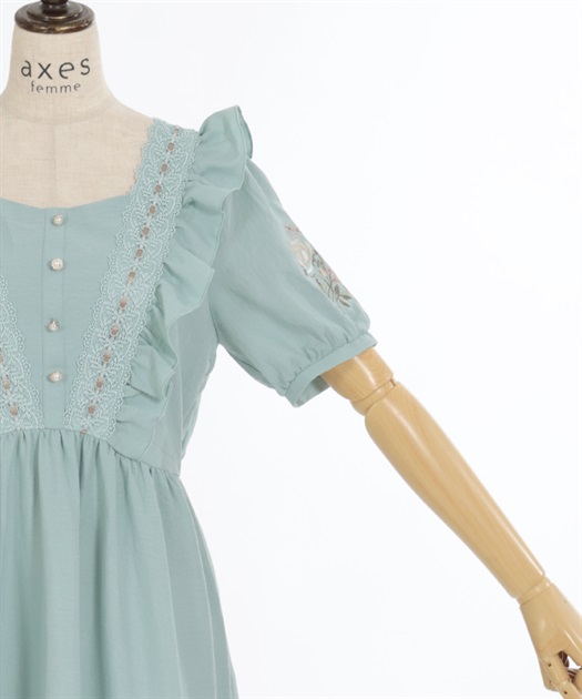 ハシゴレース×袖バラ刺繍ワンピース | レディース服・レディース ハシゴレース×袖バラ刺繍ワンピース | レディース服・レディース