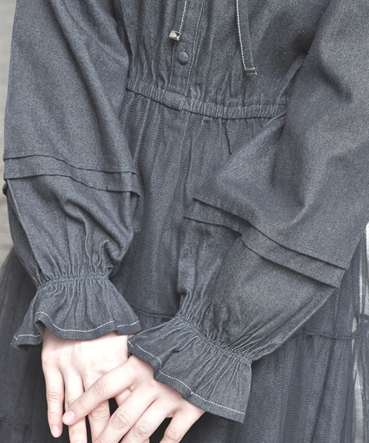 胸刺繍デニム×チュールワンピース | axes femme | axes femme 胸刺繍デニム×チュールワンピース | axes femme | axes femme