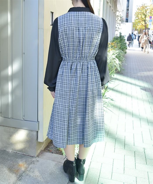 チェックリボンドッキングワンピース | レディース服 チェックリボンドッキングワンピース | レディース服