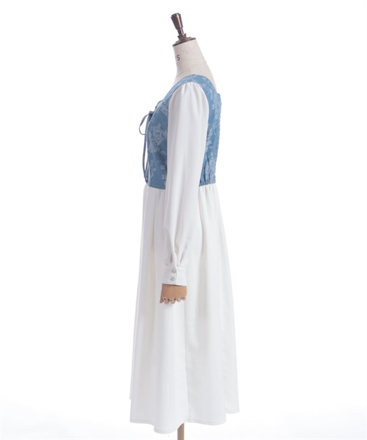 ブーケデニムレースアップワンピース | レディース服 ブーケデニムレースアップワンピース | レディース服