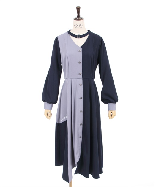 チョーカー風バイカラーワンピース | outlet | axes femme チョーカー風バイカラーワンピース | outlet | axes femme