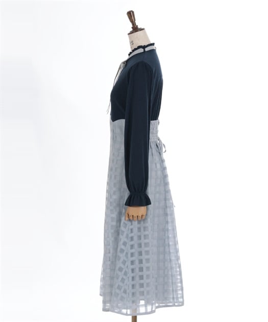 シアーチェックドッキングワンピース | レディース服 シアーチェックドッキングワンピース | レディース服