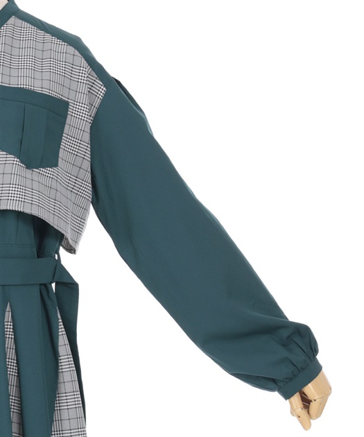 チェック柄パッチワークワンピース【期間限定価格】 | outlet チェック柄パッチワークワンピース【期間限定価格】 | outlet