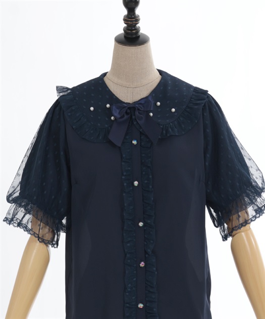 ドットチュール半袖ブラウス | kawaii | axes femme online shop ドットチュール半袖ブラウス | kawaii | axes femme online shop