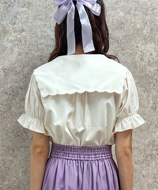 パンジー刺繍リボン襟ブラウス | outlet | axes femme online shop パンジー刺繍リボン襟ブラウス | outlet | axes femme online shop
