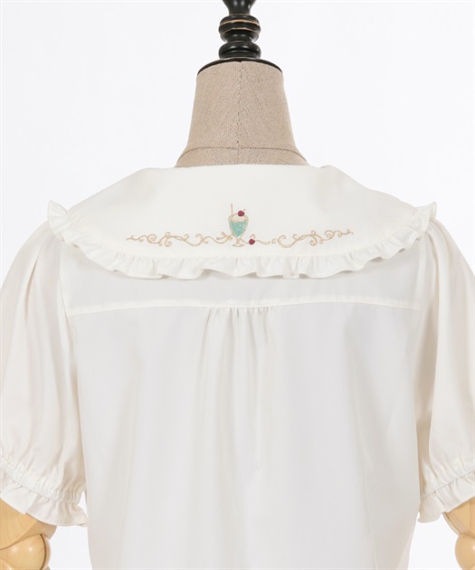 レトロ喫茶刺繍パフ袖ブラウス | レディース服・レディース レトロ喫茶刺繍パフ袖ブラウス | レディース服・レディース