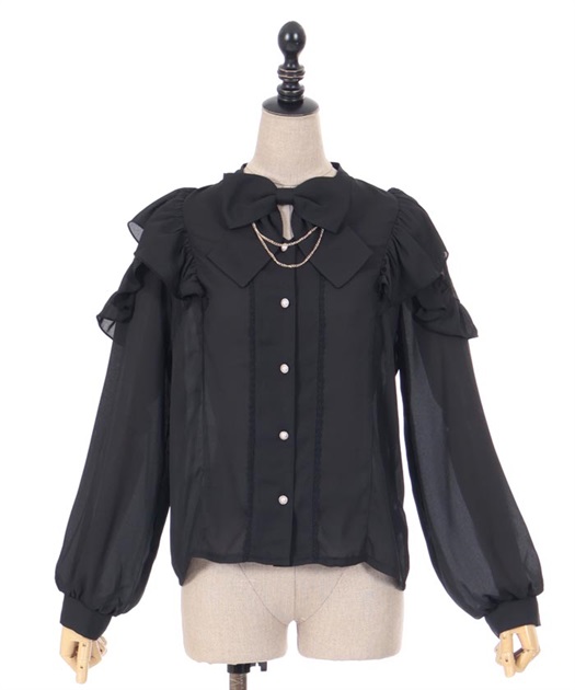 リボン付フリル長袖ブラウス | outlet | axes femme online shop リボン付フリル長袖ブラウス | outlet | axes femme online shop