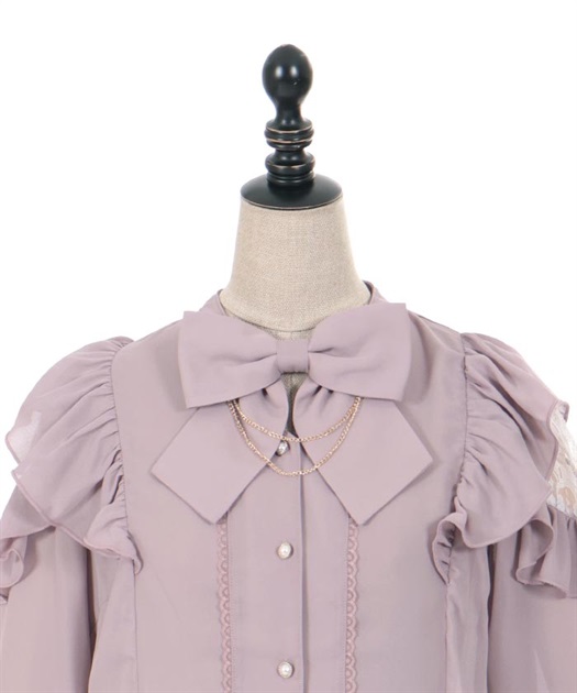 リボン付フリル長袖ブラウス | outlet | axes femme online shop リボン付フリル長袖ブラウス | outlet | axes femme online shop