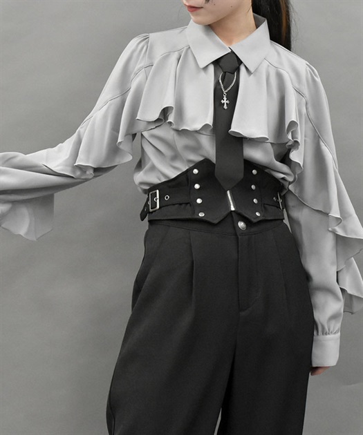 ネクタイ付ラッフルフリルブラウス | 衣料 | axes femme online shop ネクタイ付ラッフルフリルブラウス | 衣料 | axes femme online shop