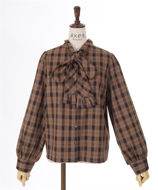 蝶×バラ刺繍ボウタイブラウス | outlet | axes femme online shop 蝶×バラ刺繍ボウタイブラウス | outlet | axes femme online shop