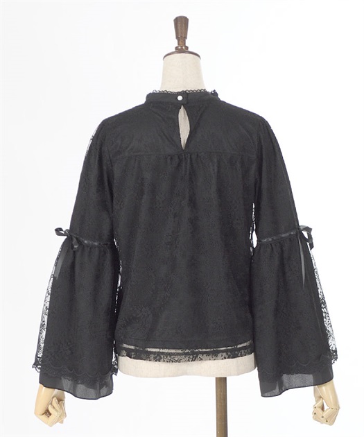 リボン付レース姫袖ブラウス | outlet | axes femme online shop リボン付レース姫袖ブラウス | outlet | axes femme online shop