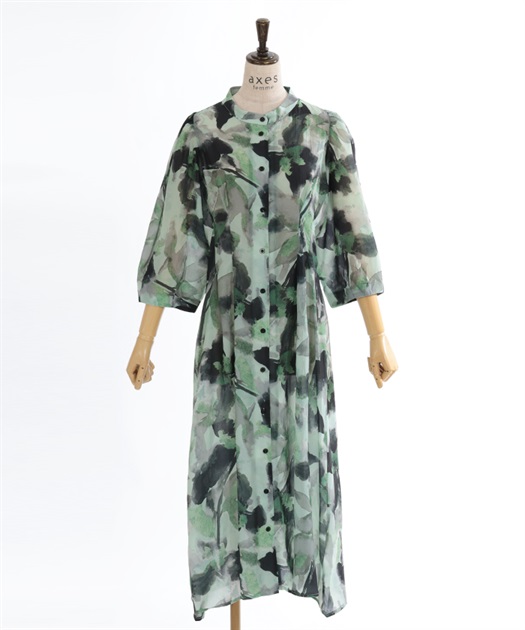 シアー大判花柄前開きワンピース | outlet | axes femme online shop シアー大判花柄前開きワンピース | outlet | axes femme online shop