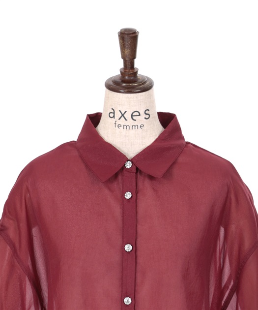 リボン付ラメシアーシャツ | outlet | axes femme online shop リボン付ラメシアーシャツ | outlet | axes femme online shop