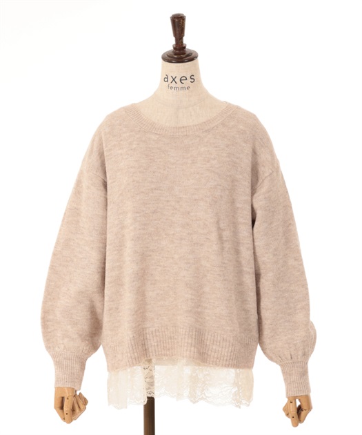 裾レースふわふわニットプルオーバー | outlet | axes femme 裾レースふわふわニットプルオーバー | outlet | axes femme