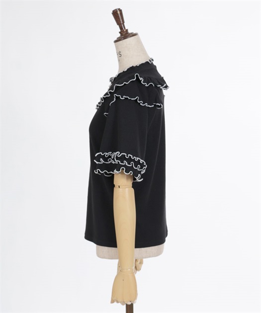ビジュー付フリルリブトップス | outlet | axes femme online shop ビジュー付フリルリブトップス | outlet | axes femme online shop