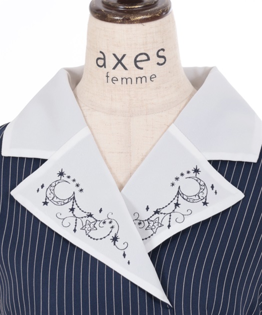 夜空刺繍襟ドッキングワンピース | 衣料 | axes femme online shop 夜空刺繍襟ドッキングワンピース | 衣料 | axes femme online shop