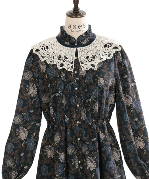 レース襟付き花柄ワンピース | outlet | axes femme online shop レース襟付き花柄ワンピース | outlet | axes femme online shop