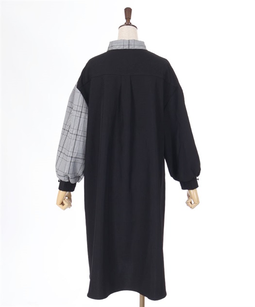 柄切替バイカラーシャツワンピ | outlet | axes femme online shop 柄切替バイカラーシャツワンピ | outlet | axes femme online shop