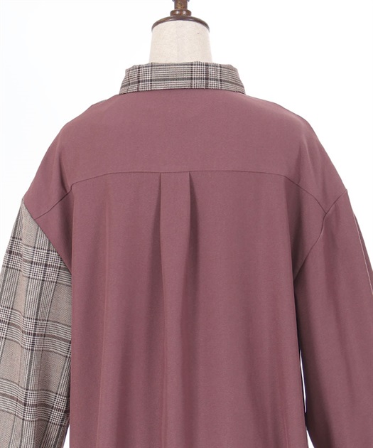 柄切替バイカラーシャツワンピ | レディース服・レディース 柄切替バイカラーシャツワンピ | レディース服・レディース