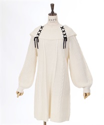 W編み上げニットチュニック | axes femme | axes femme online shop W編み上げニットチュニック | axes femme | axes femme online shop