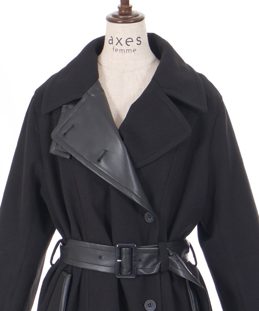 異素材切替ロングコート | outlet | axes femme online shop 異素材切替ロングコート | outlet | axes femme online shop