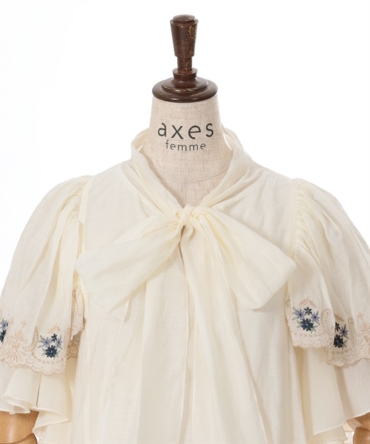 レース風刺繍入フリルブラウス【期間限定価格】 | outlet | axes レース風刺繍入フリルブラウス【期間限定価格】 | outlet | axes