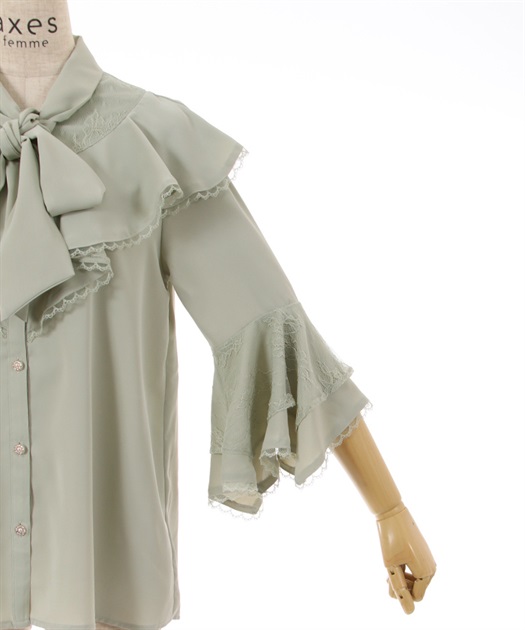 タイ付姫袖風フリルブラウス | outlet | axes femme online shop タイ付姫袖風フリルブラウス | outlet | axes femme online shop