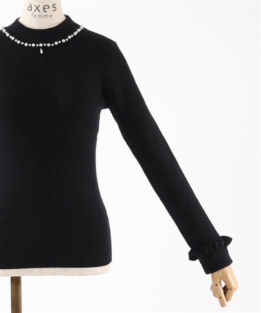パールネックレス風リブニット | outlet | axes femme online shop パールネックレス風リブニット | outlet | axes femme online shop